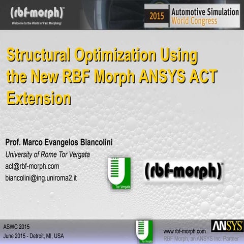 Structural Optimization Using the New RBF Morph ANSYS ACT Extension | PPT