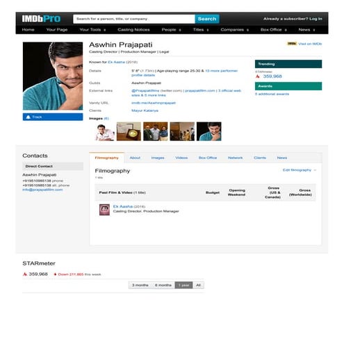 CV-Aswhin Prajapati IMDb.Pro