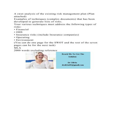 A swot analysis of the existing risk management plan (Plan attached).docx