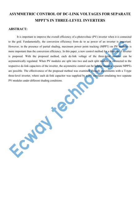 Single- and Two-Stage Inverter-Based Grid-Connected Photovoltaic Power ...
