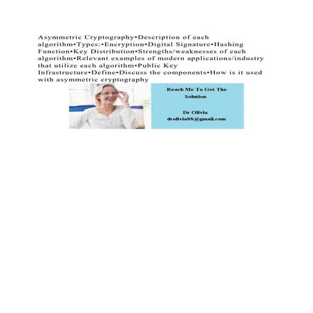 Asymmetric Cryptography•description Of Each Algorithm•types•encryptdocx