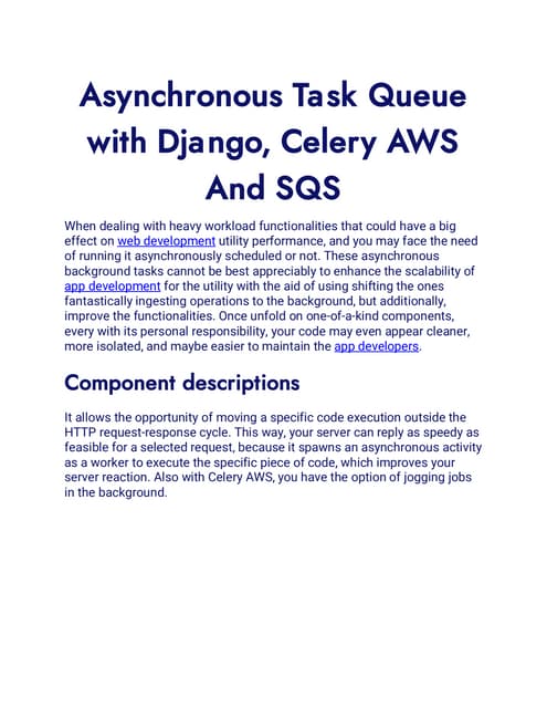 Asynchronous Task Queue With Django Celery Aws And Sqspdf