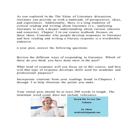 As you explored in the The Value of Literature discussion, literatur | PDF