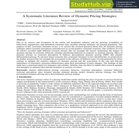 A Systematic Literature Review Of Dynamic Pricing Strategies | PDF