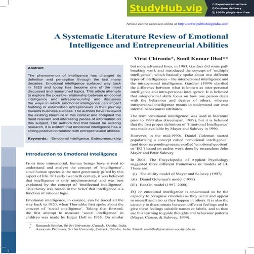 A Systematic Literature Review Of Emotional Intelligence And ...