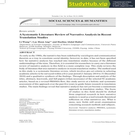 A Systematic Literature Review Of Narrative Analysis In Recent ...