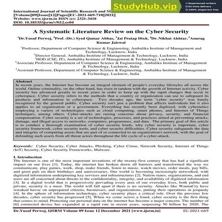 A Systematic Literature Review On The Cyber Security Pdf