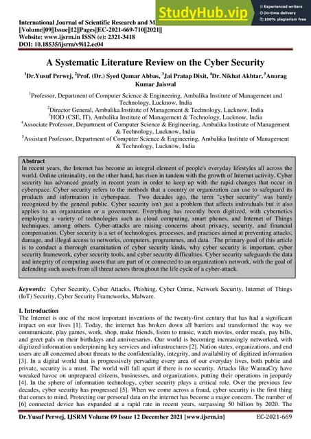 A Systematic Literature Review On The Cyber Security Pdf