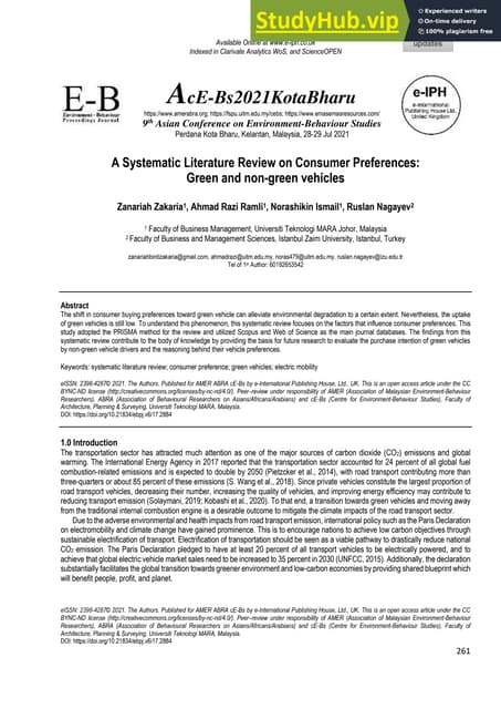 A Systematic Literature Review On Vehicle Purchasing Behaviour Pdf