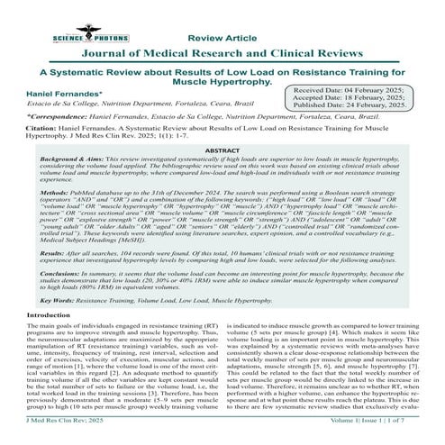 A Systematic Review about Results of Low Load on Resistance Training ...