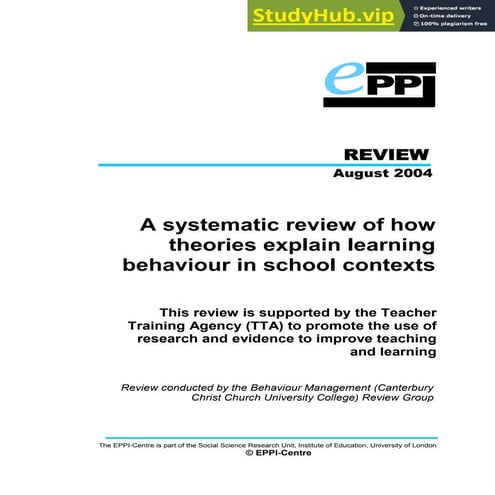 A Systematic Review Of How Theories Explain Learning Behaviour In ...