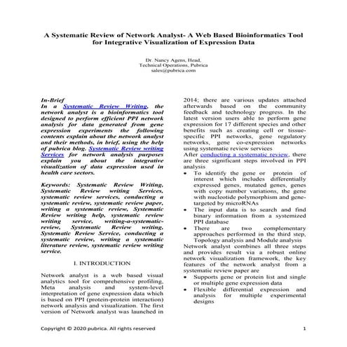 A systematic review of network analyst - Pubrica | PDF