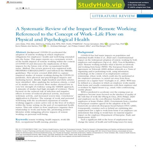 A Systematic Review Of The Impact Of Remote Working Referenced To The ...