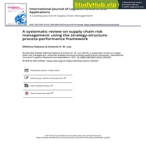 A Systematic Review On Supply Chain Risk Management Using The Strategy ...