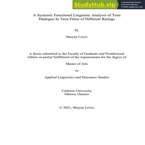 A Systemic Functional Linguistic Analysis Of Teen Dialogue In Teen Films Of Different Ratings ...