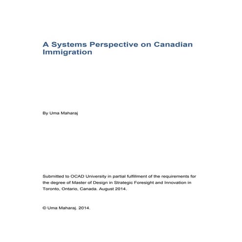 A systems perspective on canadian immigration uma maharaj | PDF