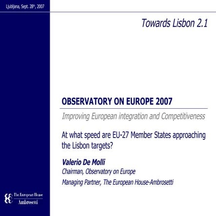 At what Speed are EU-27 Member States Approaching the Lisbon Targets? | PPT