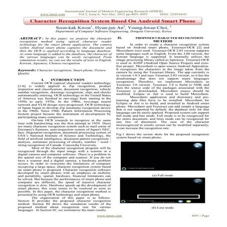 Character Recognition System Based On Android Smart Phone | PDF