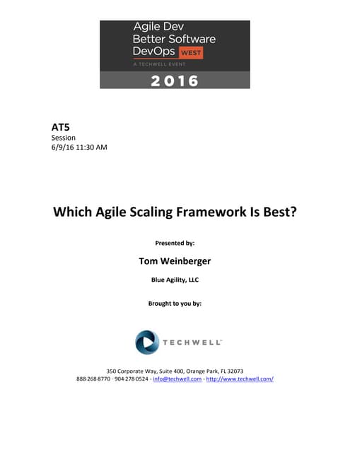 Which Agile Scaling Framework Is Best Pdf