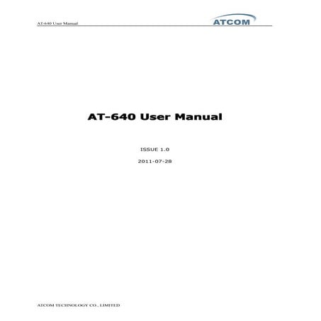 At640 user manual_r_v1.0_d110728_en | PDF