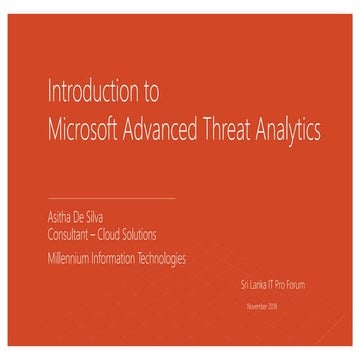 Advanced Threat Analytics - Introduction | PPTX