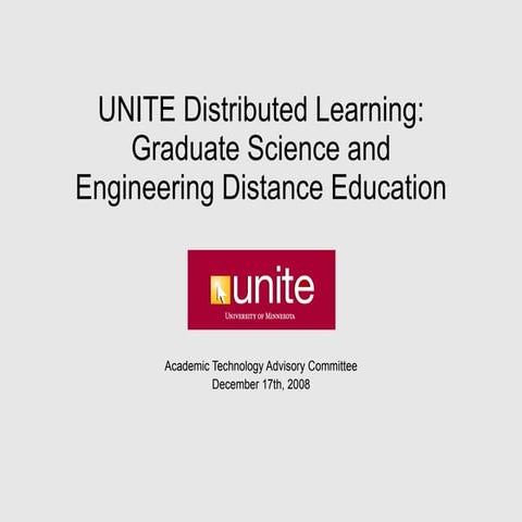 UNITE Distributed Learning at the University of Minnesota | PPT