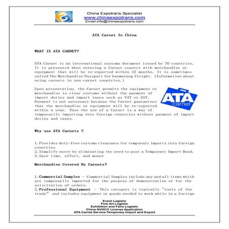 ATA carnet service in China | PDF