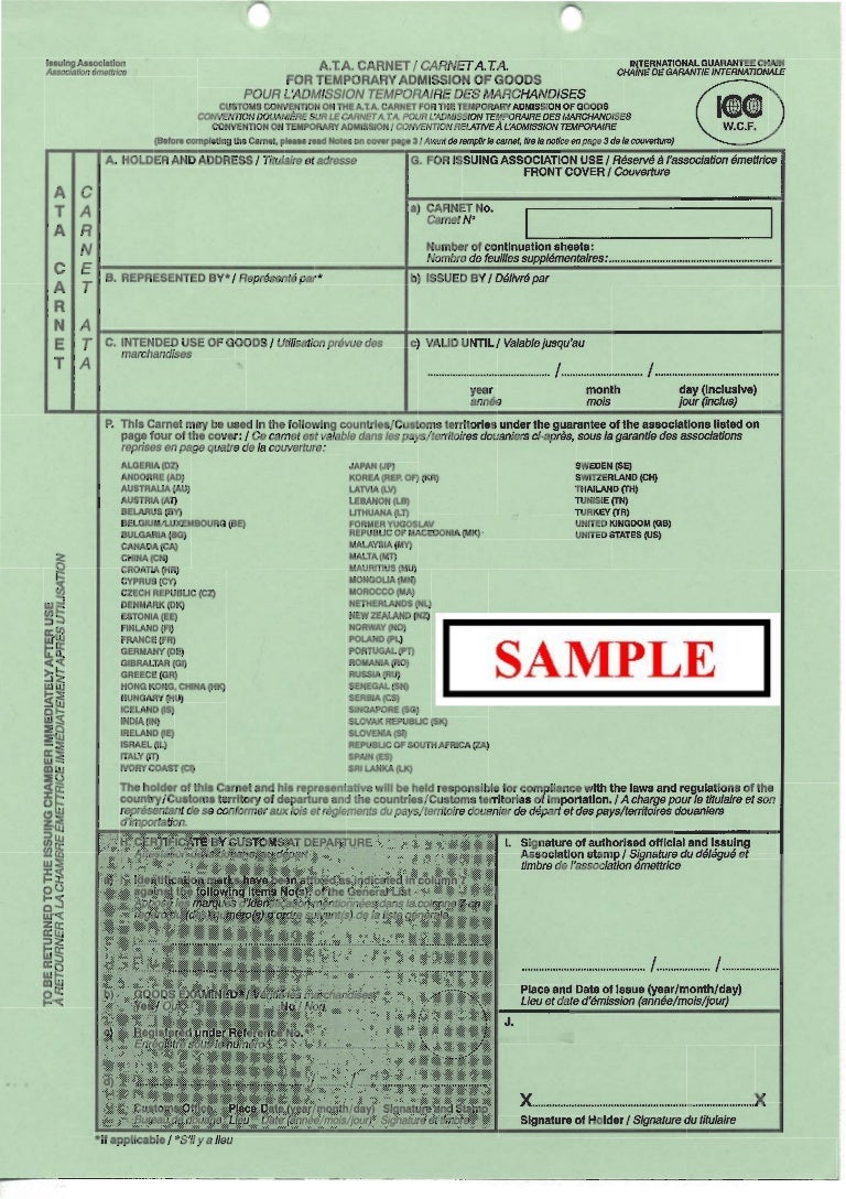 ATA Carnet - Sample