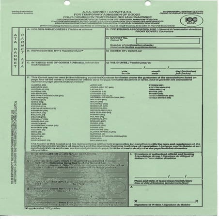 ATA Carnet - Sample | PDF
