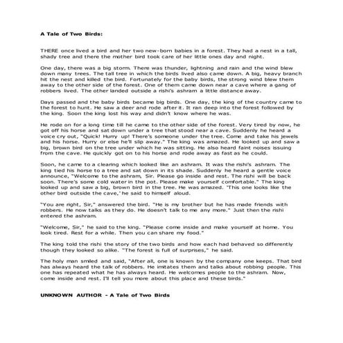 A tale of two birds | DOCX | Birdwatching | Hobbies & Interests