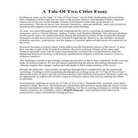 A Tale Of Two Cities Essay | PDF