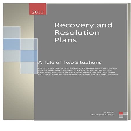A Tale of Two Situations - Recovery & Resolution Planning - UK FSA | PDF