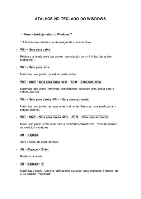 Teclas de atalho para o microsoft word | PDF