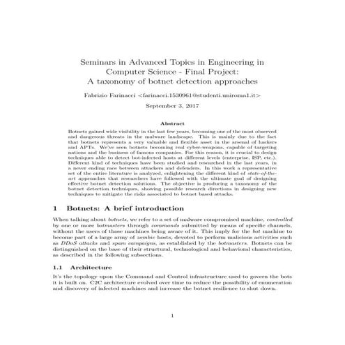 A Taxonomy Of Botnet Detection Approaches Pdf