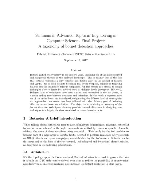 A Taxonomy Of Botnet Detection Approaches Pdf
