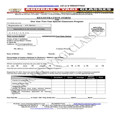 ATC ADDMISSION FORM | PDF