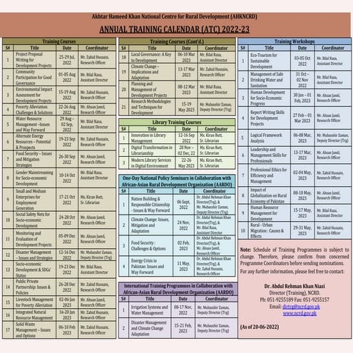 Annual Training Calendar 2022-23 | PDF