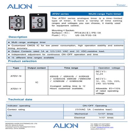 ATDV series multi range analogue timer relay | PDF