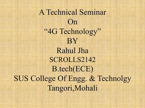 presentation on 4g technology | PPT