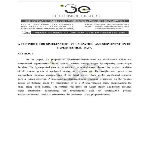 A Technique For Simultaneous Visualization And Segmentation Of Hyperspectral Data Pdf