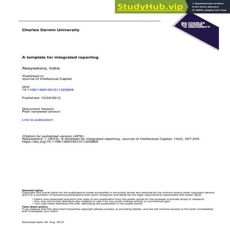 A Template For Integrated Reporting | PDF