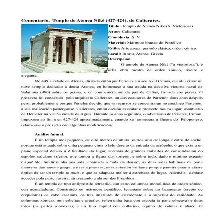 Comentario templo Atenea Nike | PDF