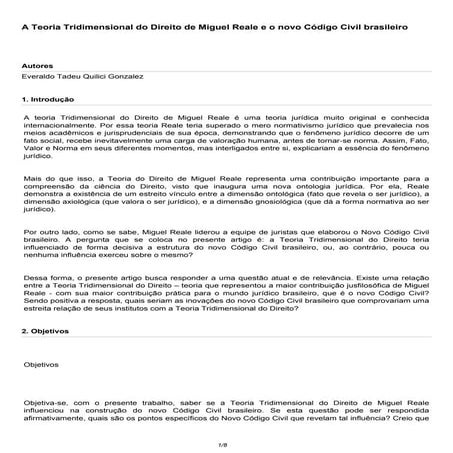 A teoria tridimensional do direito de miguel reale | PDF