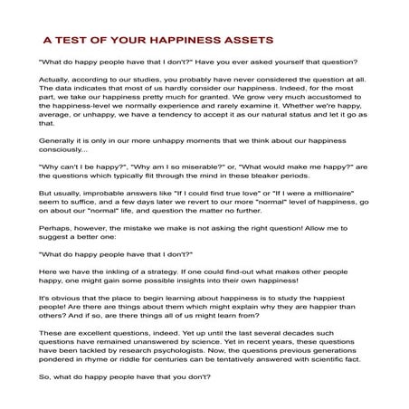 A test of your happiness assets | PDF