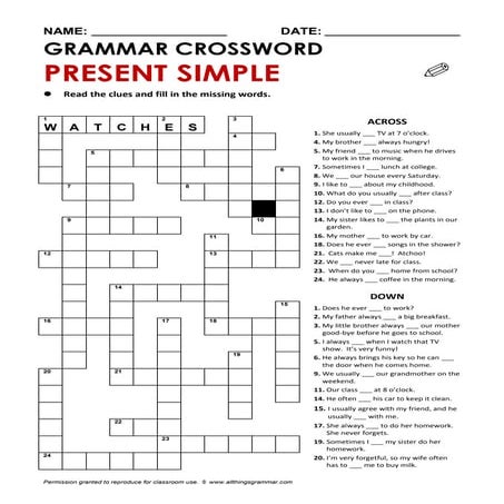 crossword-presentsimple | PDF
