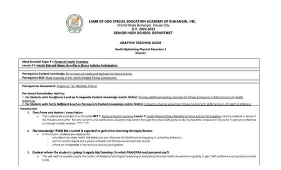 PE3 PRESENTATION.pptx | Fitness and Exercise | Healthy Living