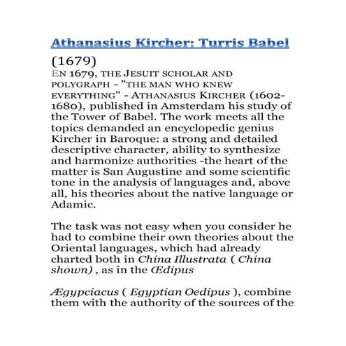 Athanasius kircher turris babel (1679). | DOCX