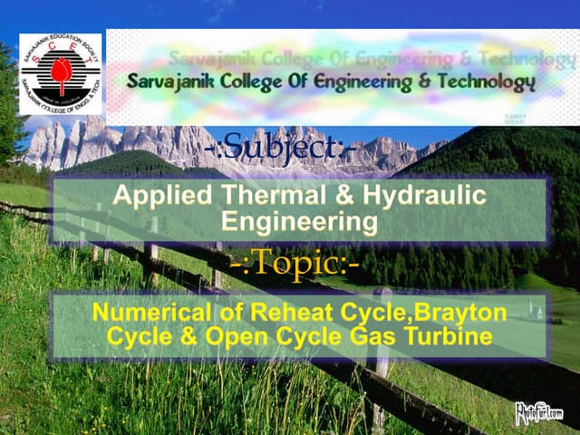 Gas turbine cycle (open and closed gas turbine cycle) | PPTX