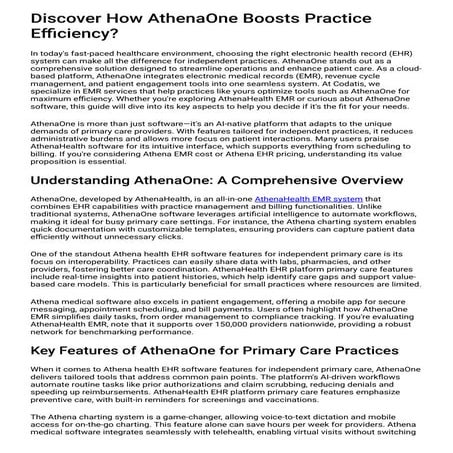 Discover How AthenaOne Boosts Practice Efficiency? | PDF