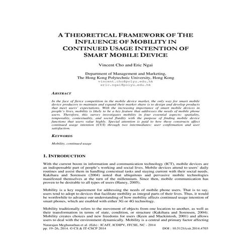 A Theoretical Framework of the Influence of Mobility in Continued Usage ...